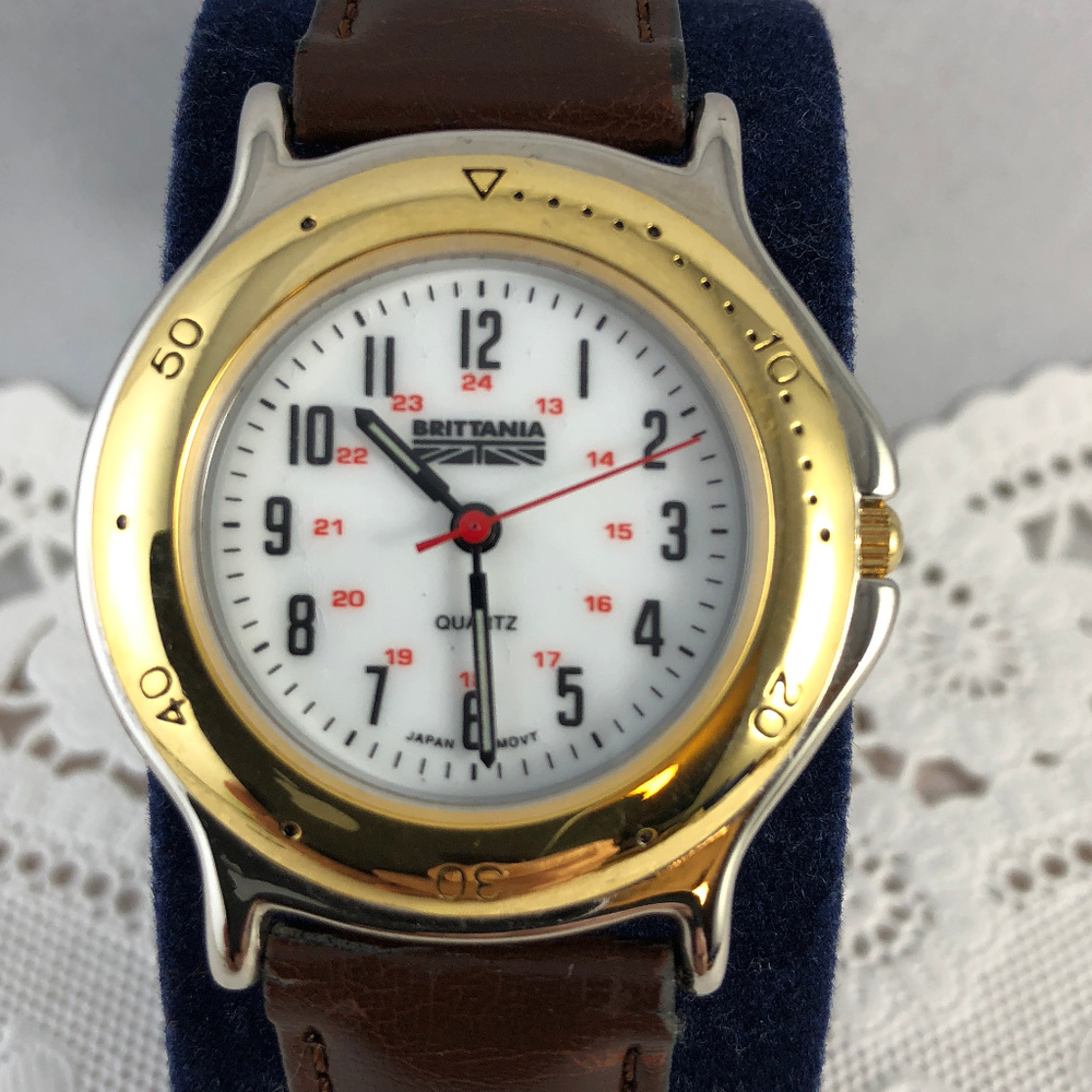 Vintage Brittania Levi Strauss Brown Strap Watch - Gem